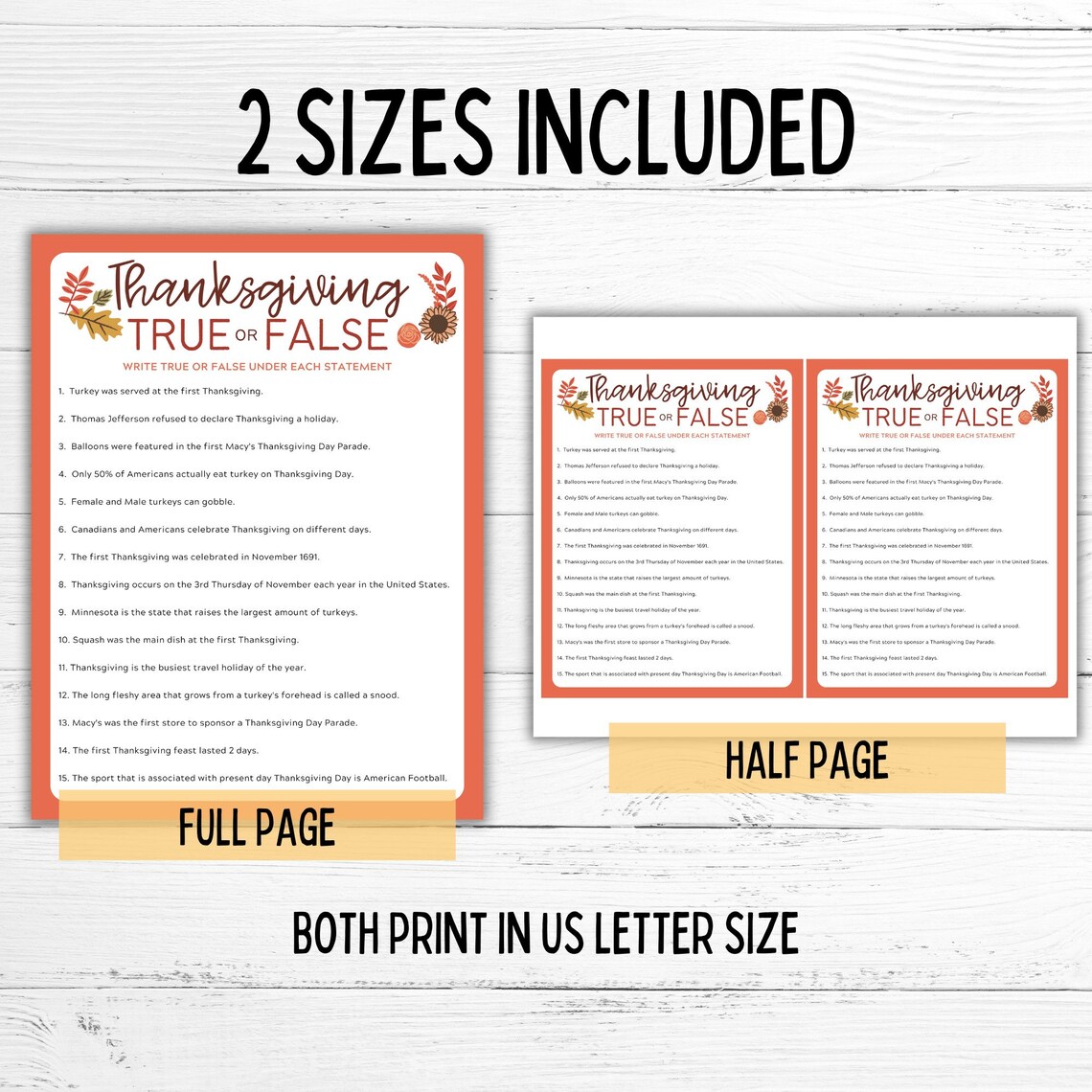 Thanksgiving Trivia Game | Thanksgiving True or False | Thanksgiving ...