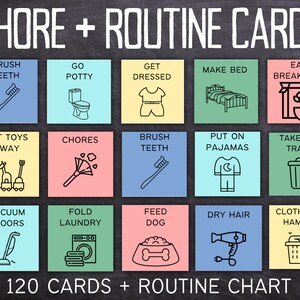 Kids Daily Responsibility Chart | Printable Chore Cards and Routine ...