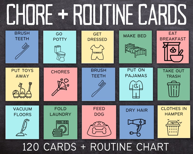 Kids Daily Responsibility Chart Printable Chore Cards and - Etsy
