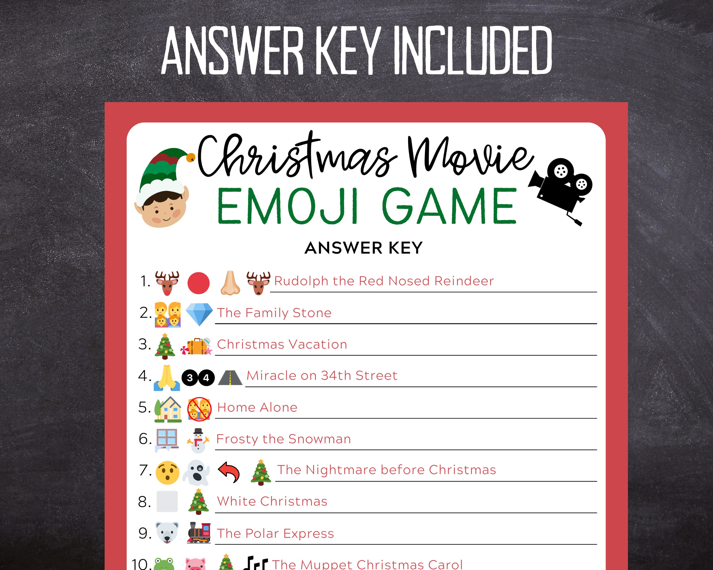 Christmas Movie Emoji Pictionary Christmas Movie Emoji Game - Etsy