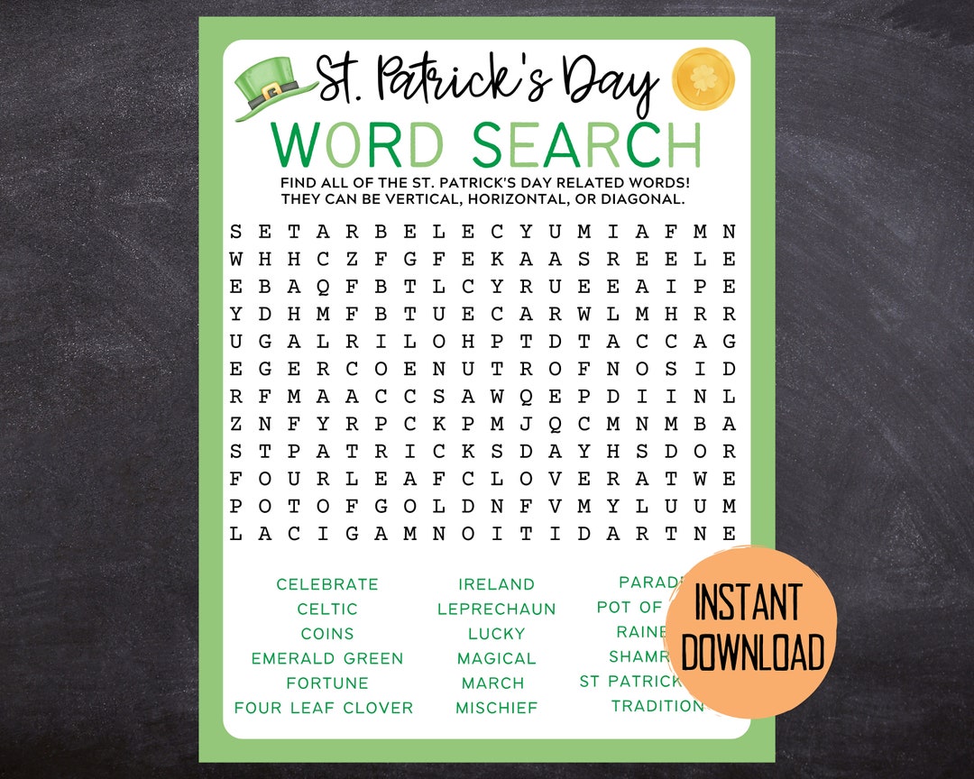 St Patricks Day Word Search | St Patricks Printable Game | St Patricks ...