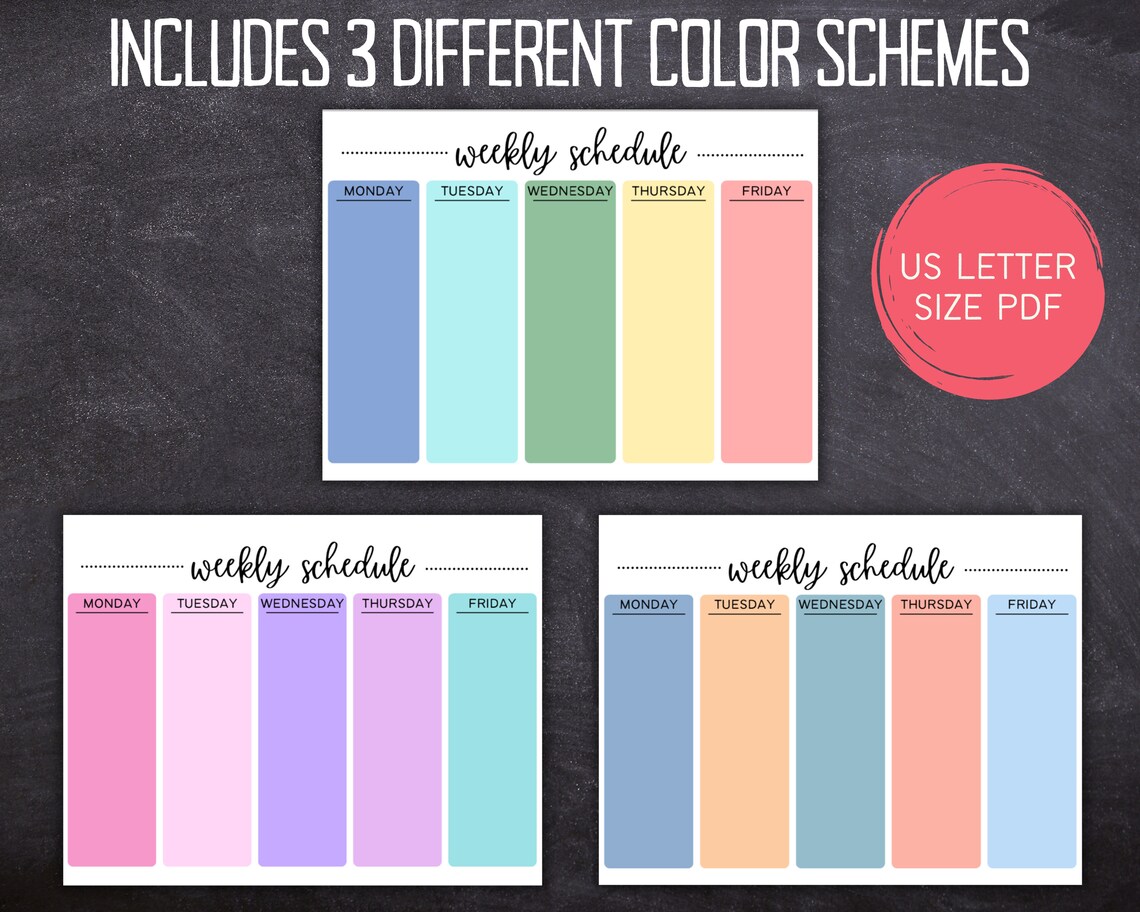 Printable Editable Weekly Schedule Simple Kids School and - Etsy