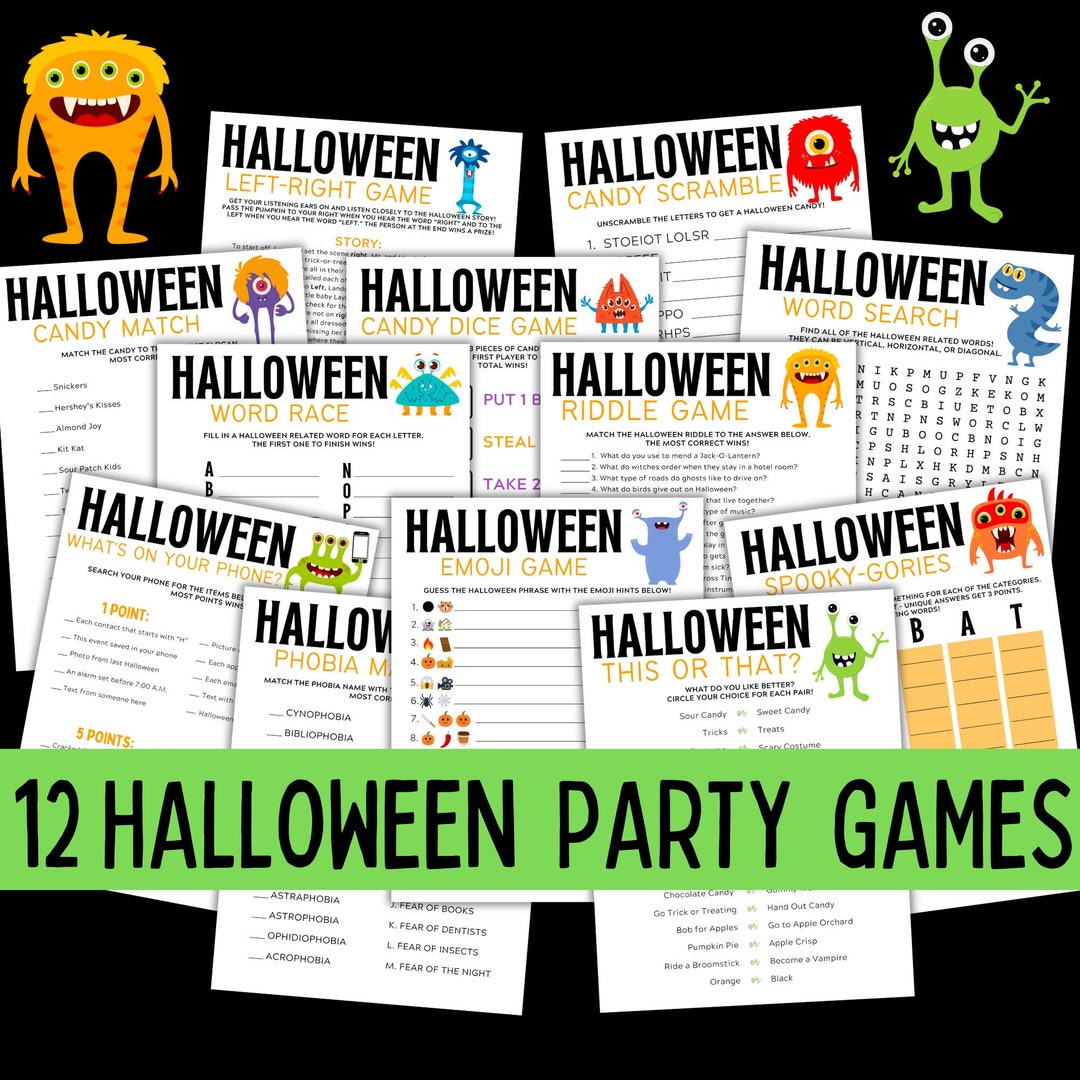 Halloween Printable 12 Game Bundle | Halloween Party Games | Halloween ...