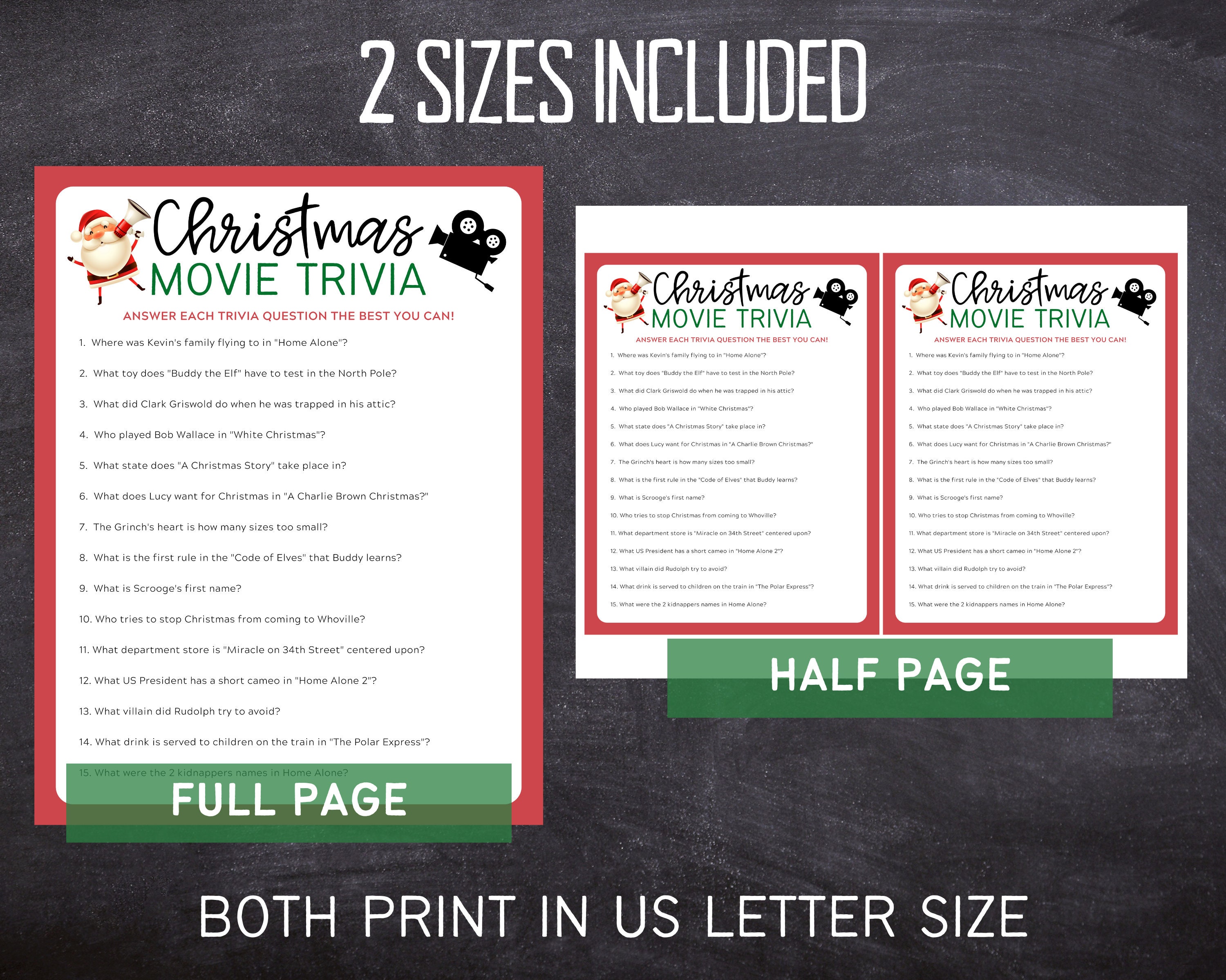 Christmas Movie Trivia Game Christmas Printable Game - Etsy