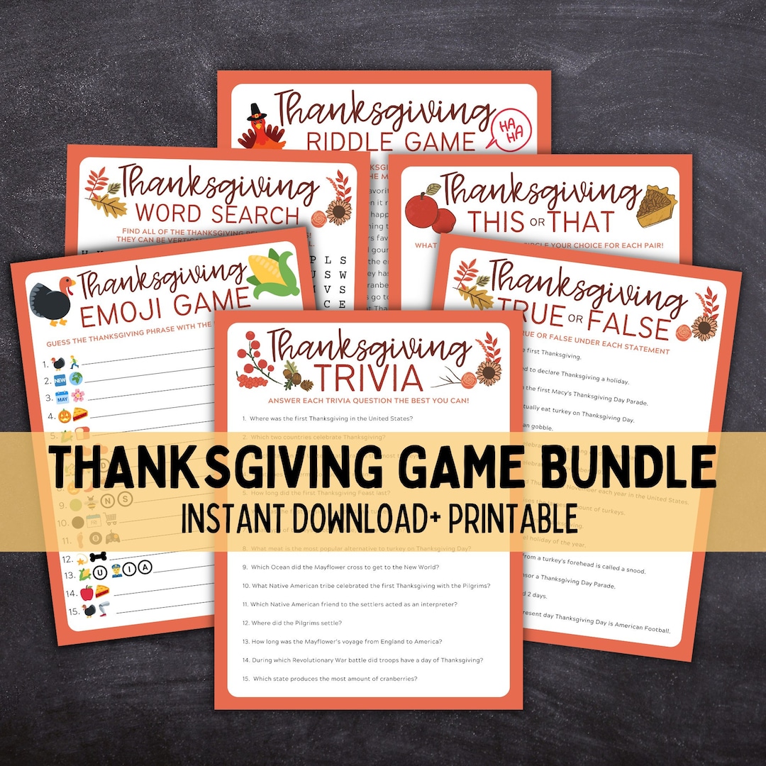 Thanksgiving Printable Games Thanksgiving Games Bundle - Etsy
