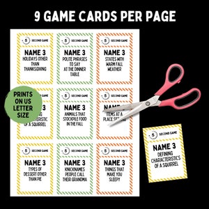 Thanksgiving 5 Second Game | Printable Thanksgiving Game | Thanksgiving ...