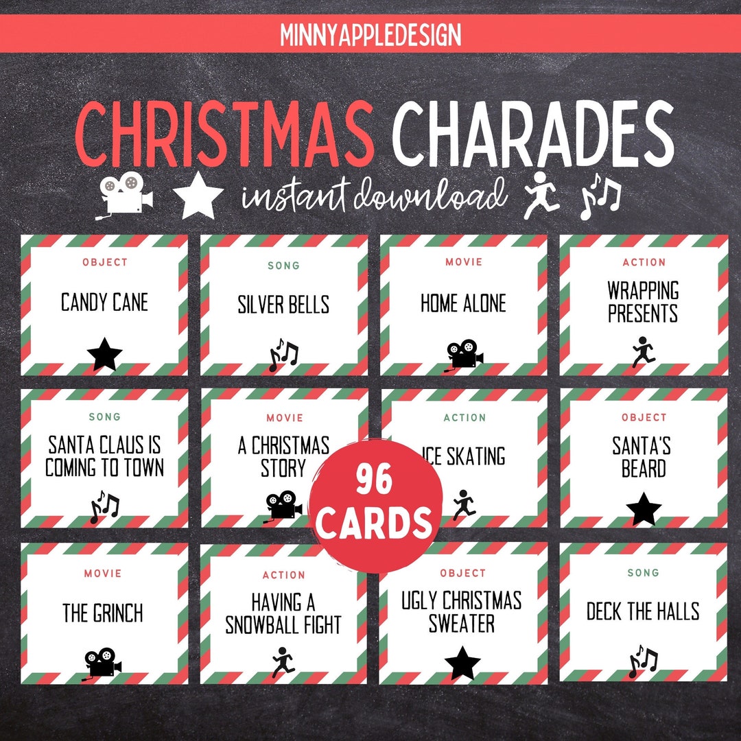 Christmas Charades | Christmas Printable Game | Christmas Party Game ...