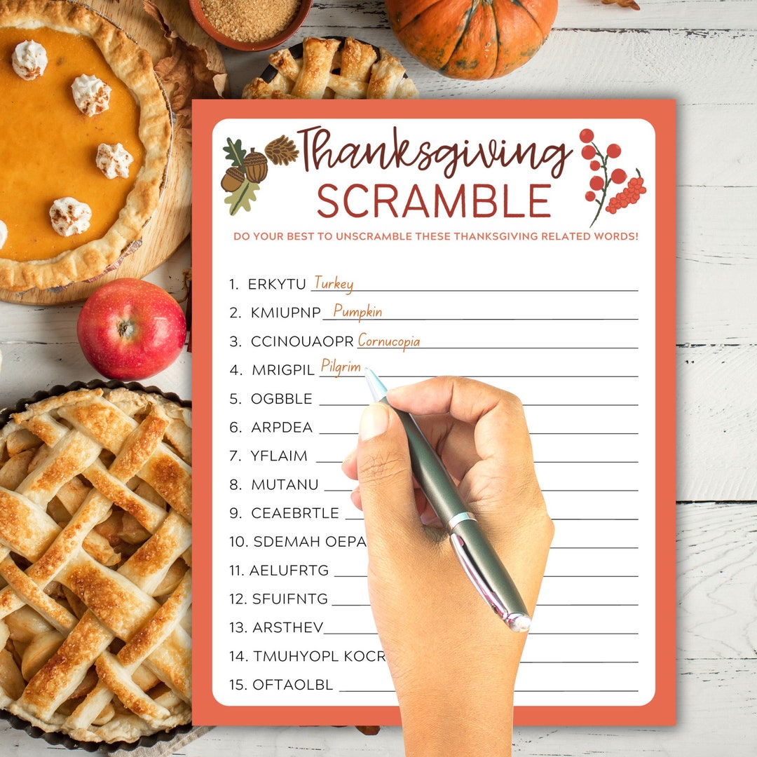 Thanksgiving Scramble Game | Thanksgiving Printable Game ...