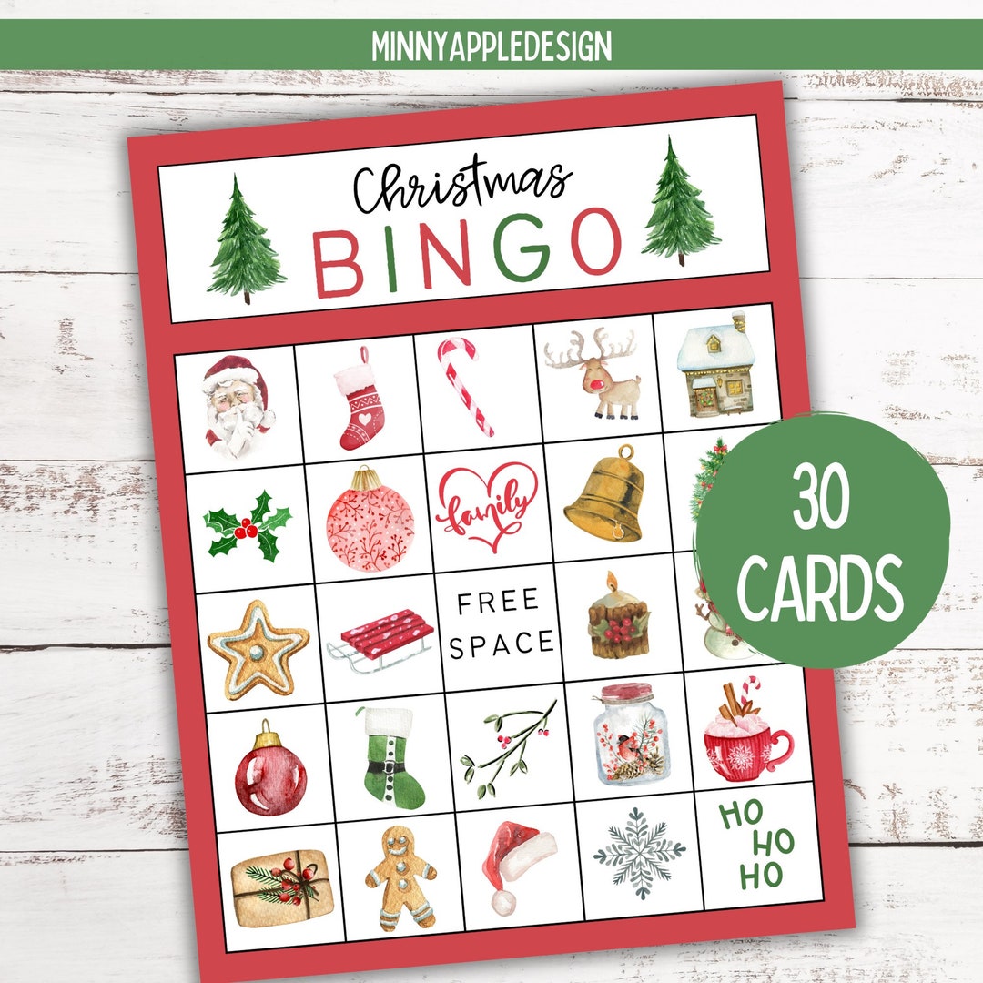 Christmas BINGO Game for Kids and Adults | Christmas Printable Games ...