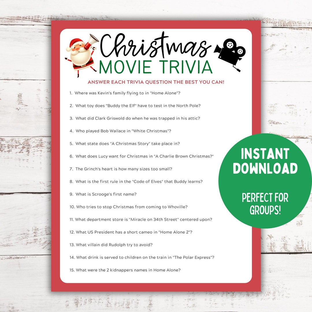 Christmas Movie Trivia Game | Christmas Printable Game | Christmas ...