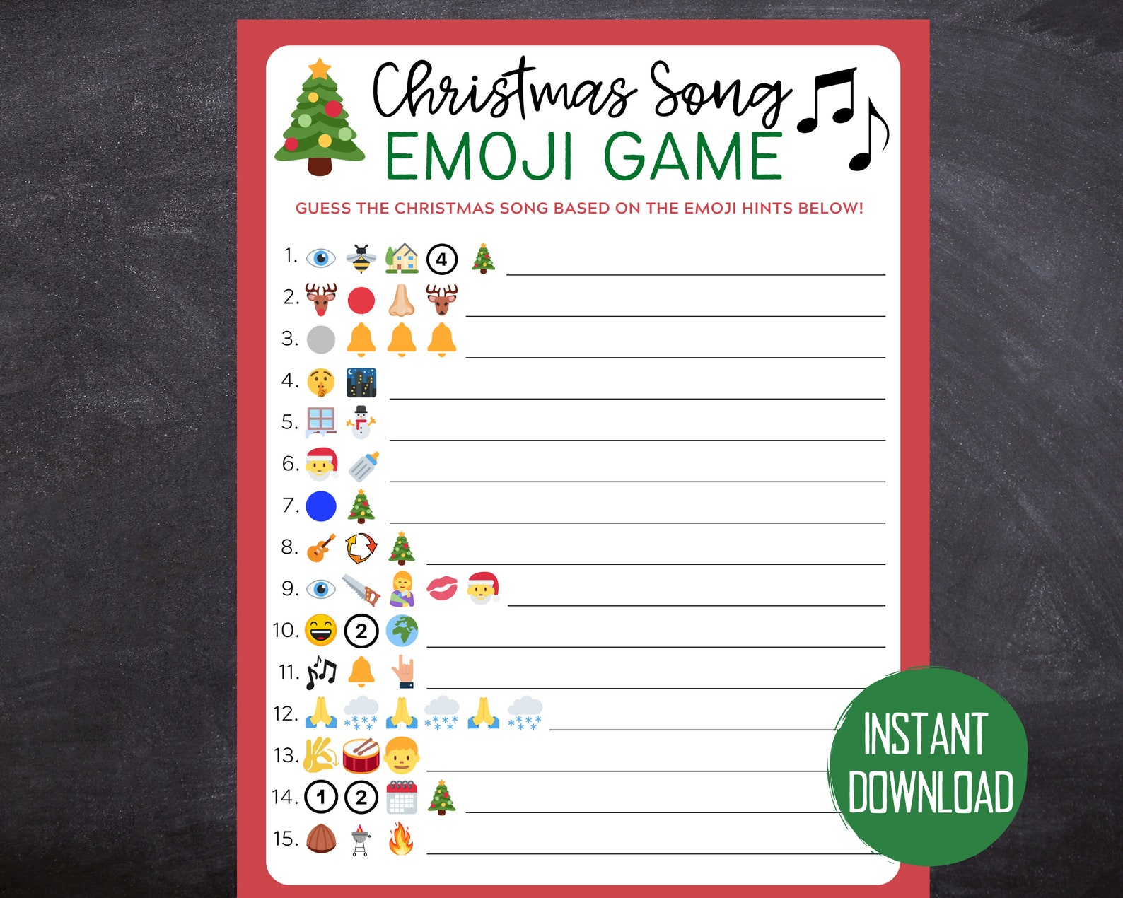 Christmas Emoji Pictionary Christmas Songs Christmas - Etsy