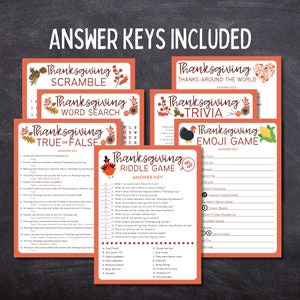 Thanksgiving Printable Games Thanksgiving Games Bundle Thanksgiving Kid ...