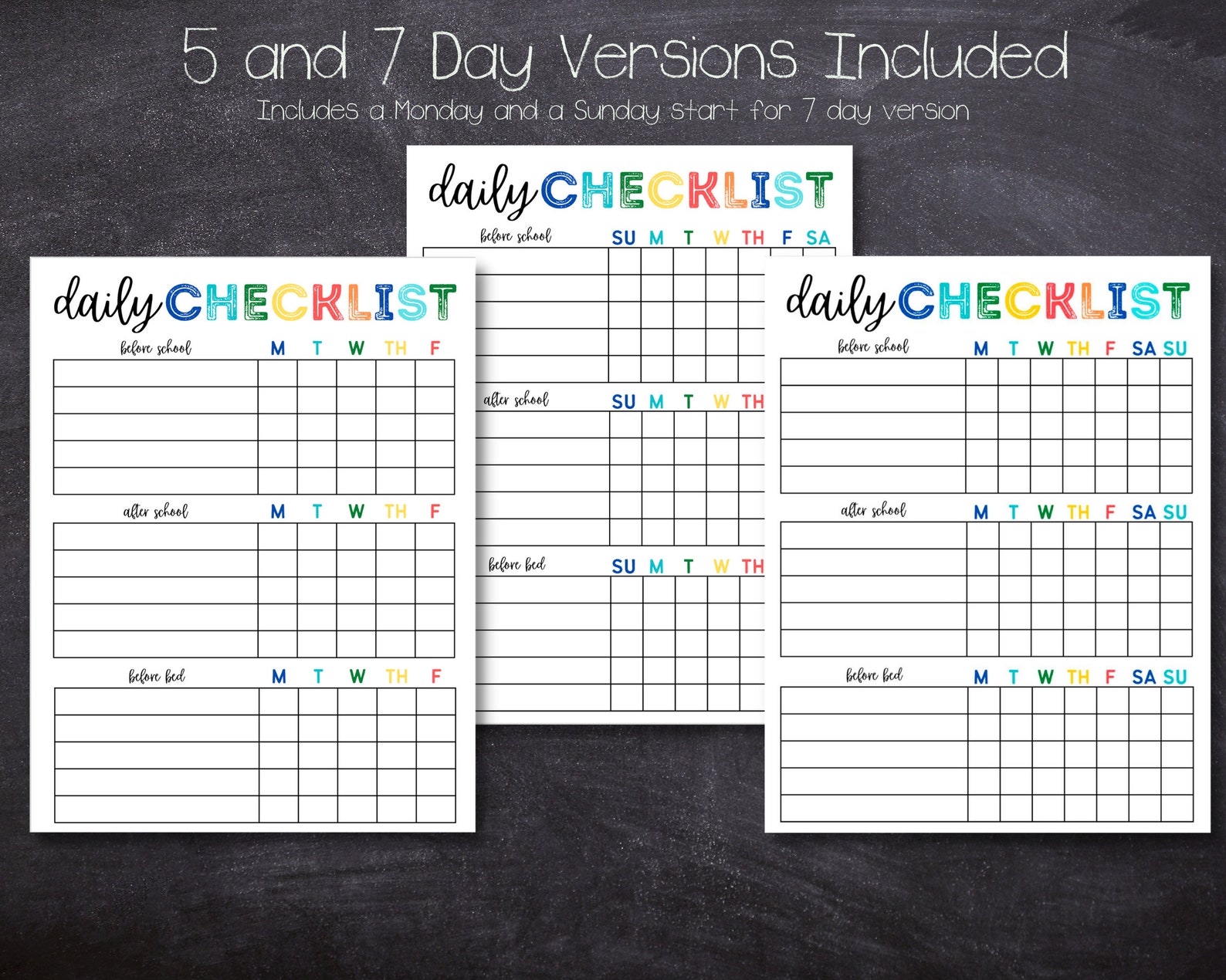 Printable Editable Daily Checklist for Kids Chore Chart for - Etsy