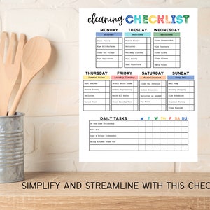 Printable Editable Cleaning Checklist for Kids | Weekly Cleaning ...