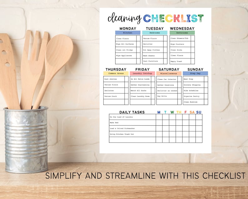 Printable Editable Cleaning Checklist for Kids Weekly - Etsy