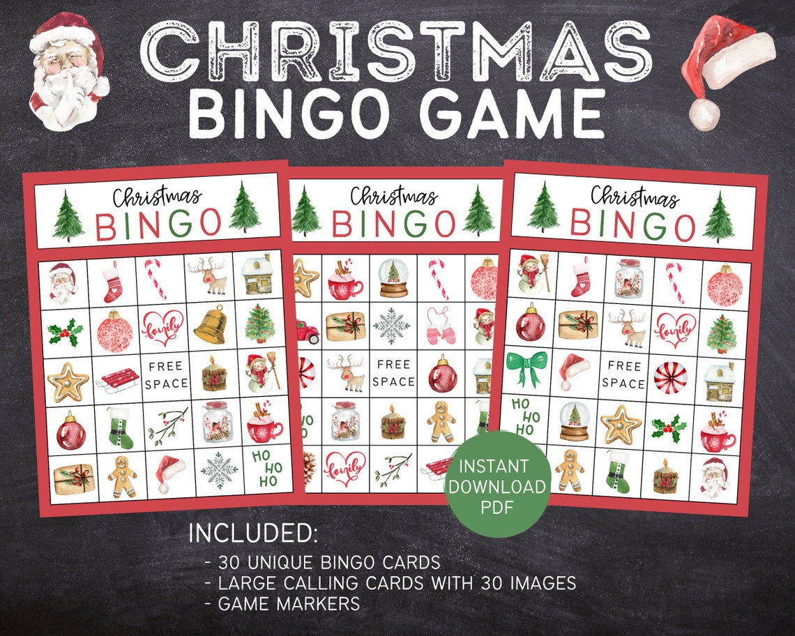 Christmas BINGO Game for Kids and Adults Christmas Printable | Etsy