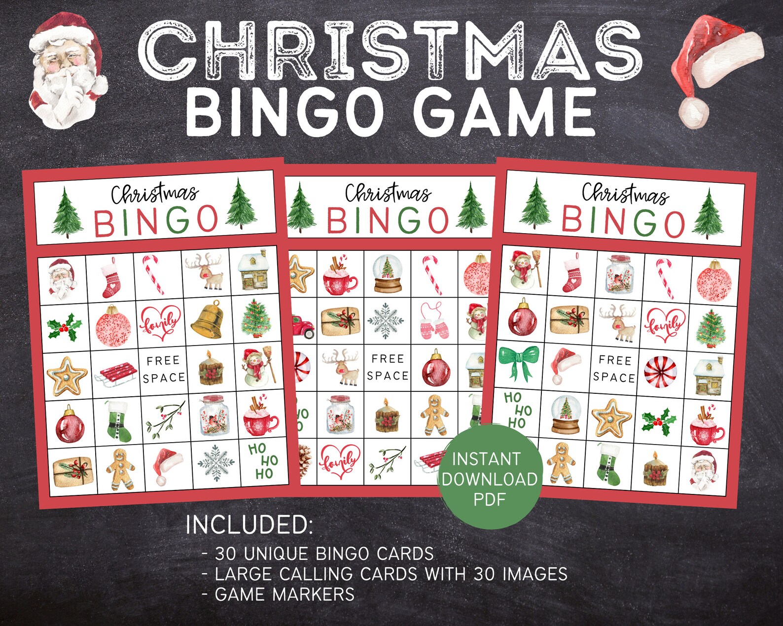Christmas BINGO Game for Kids and Adults Christmas Printable | Etsy