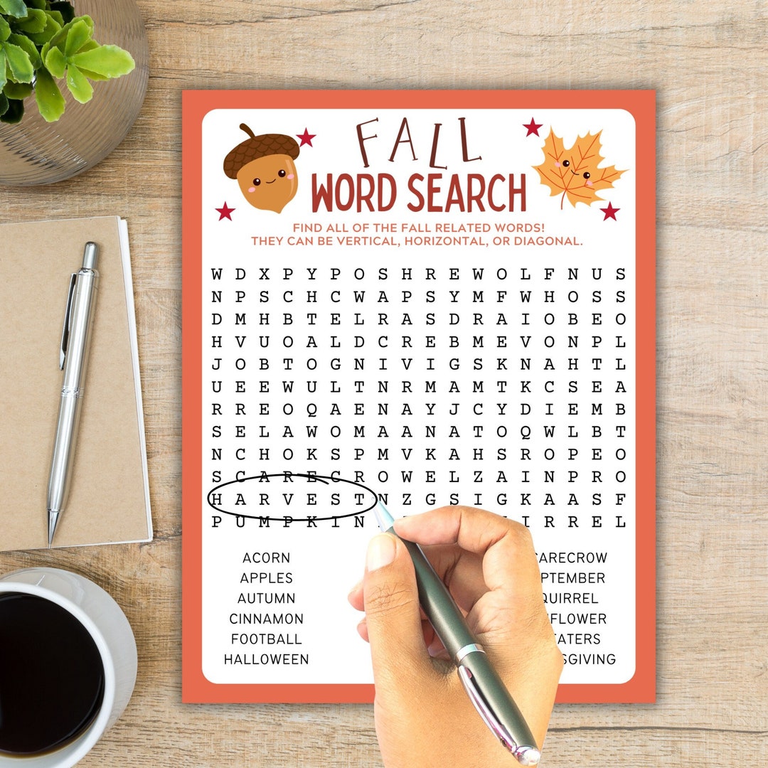 Fall Word Search | Fall Printable Game | Fall Party Game | Thanksgiving ...