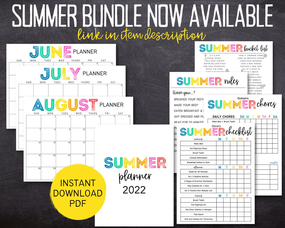 Printable Editable SUMMER Daily Checklist for Kids Chore - Etsy