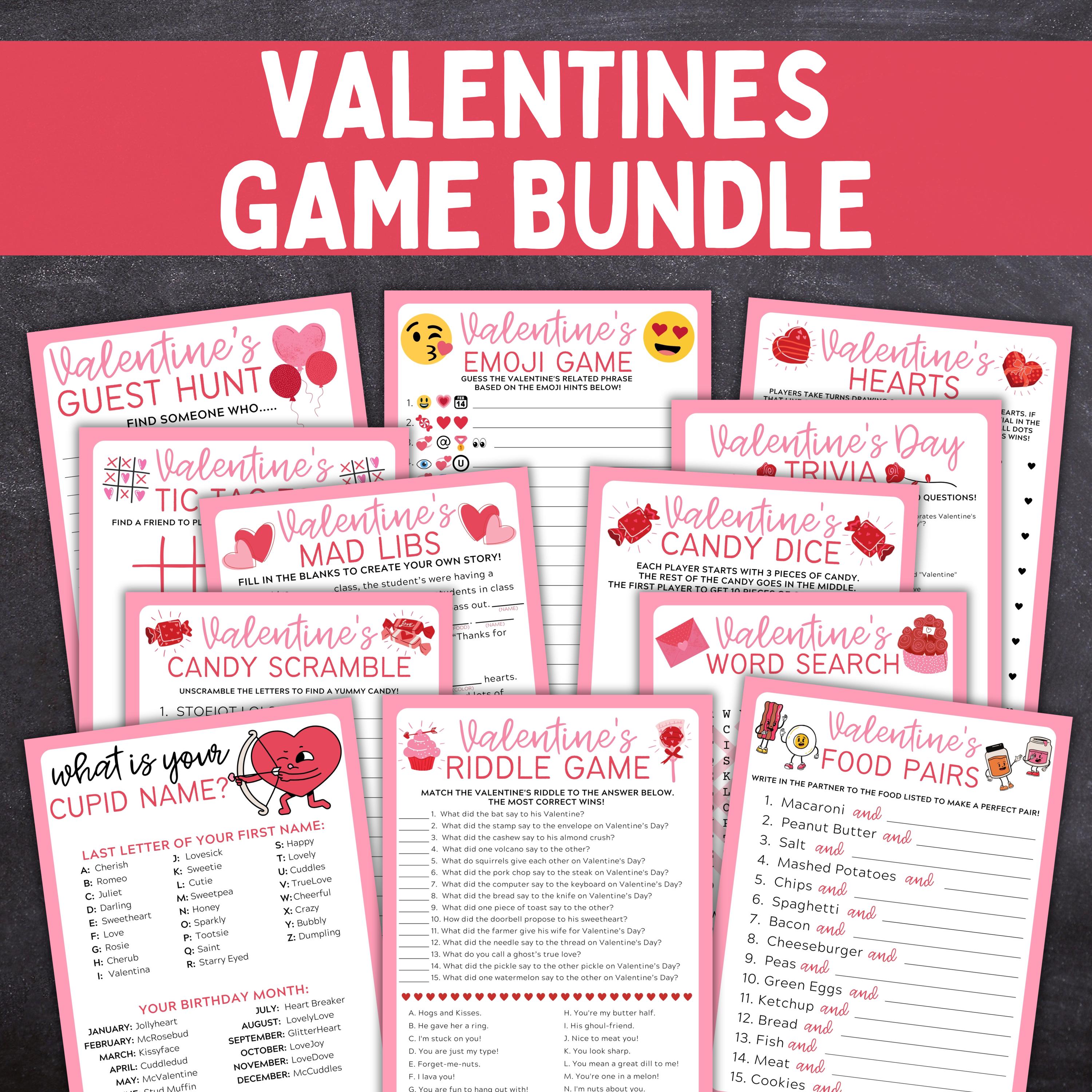 Valentines Day Printable Games | Valentines Games Bundle | Valentines ...