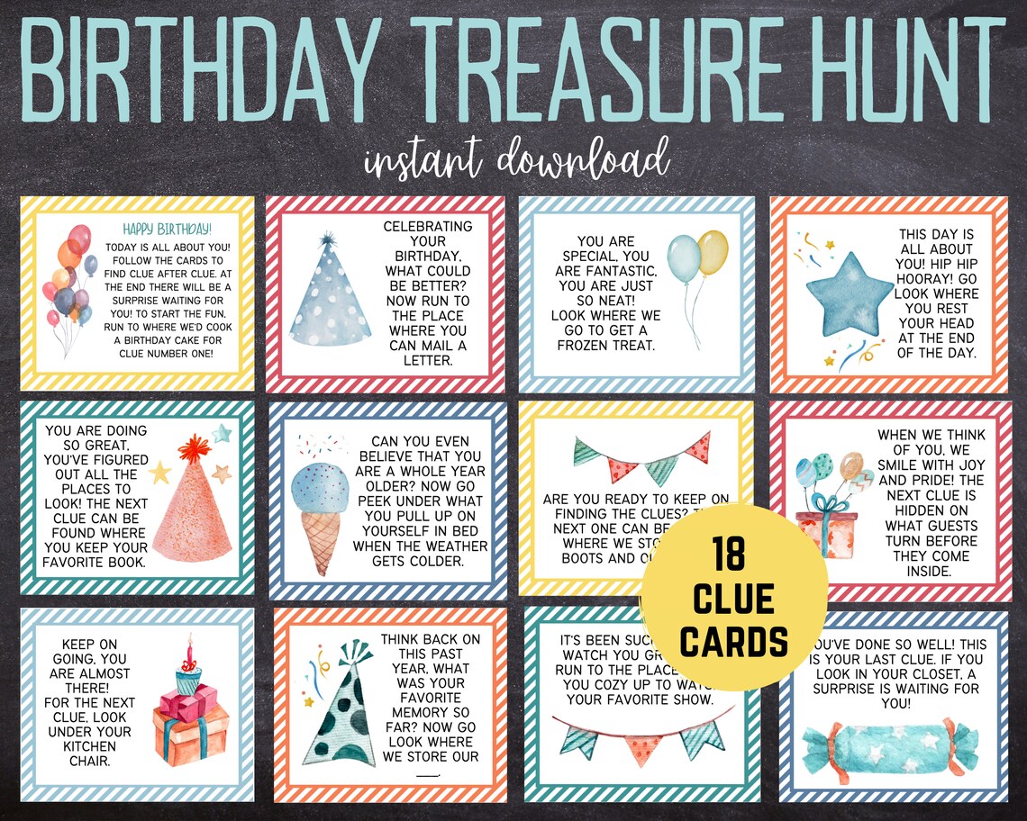 Birthday Scavenger Hunt for Kids Birthday Treasure Hunt - Etsy