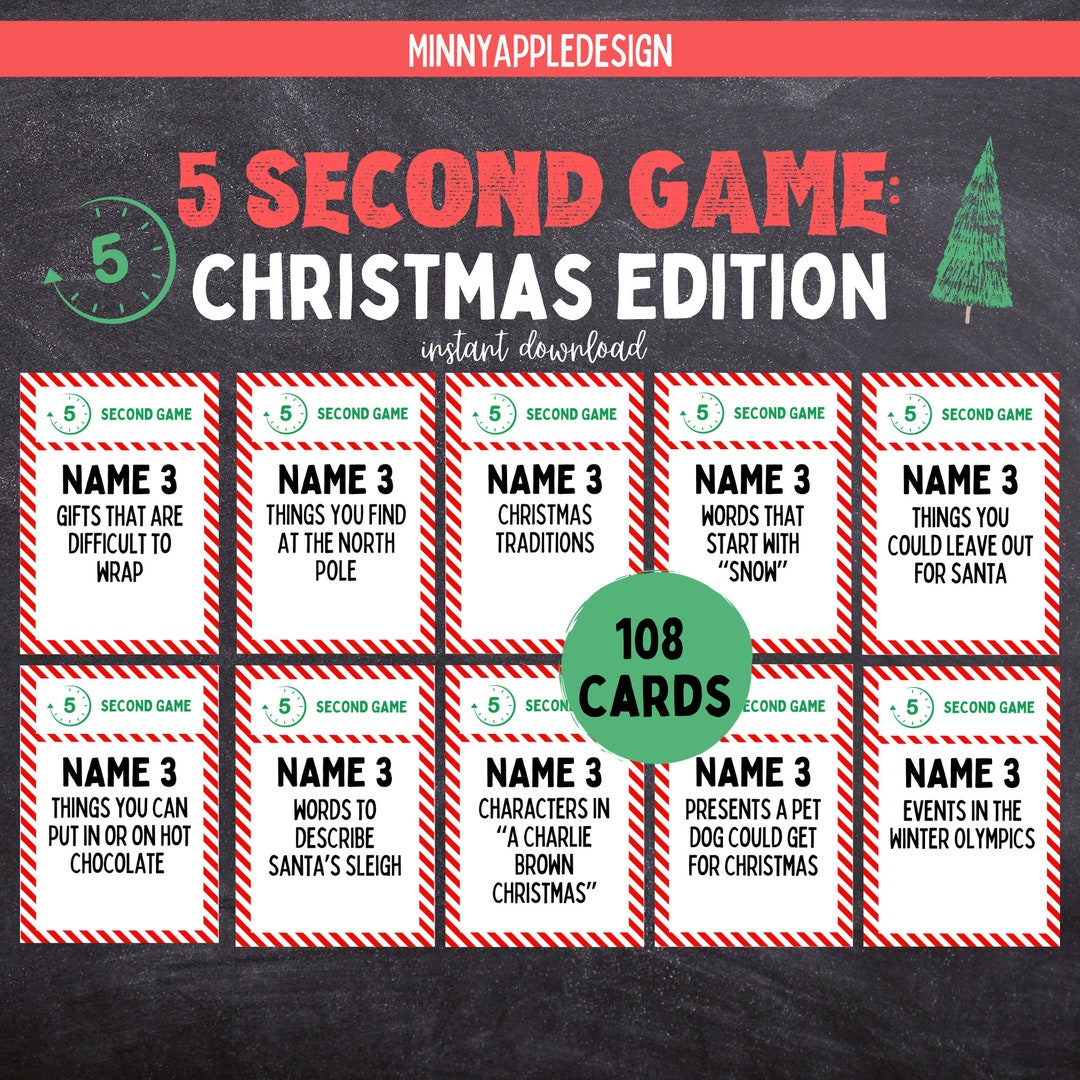 Christmas 5 Second Game | Printable Christmas Game | Christmas Party Game | Christmas Game ...