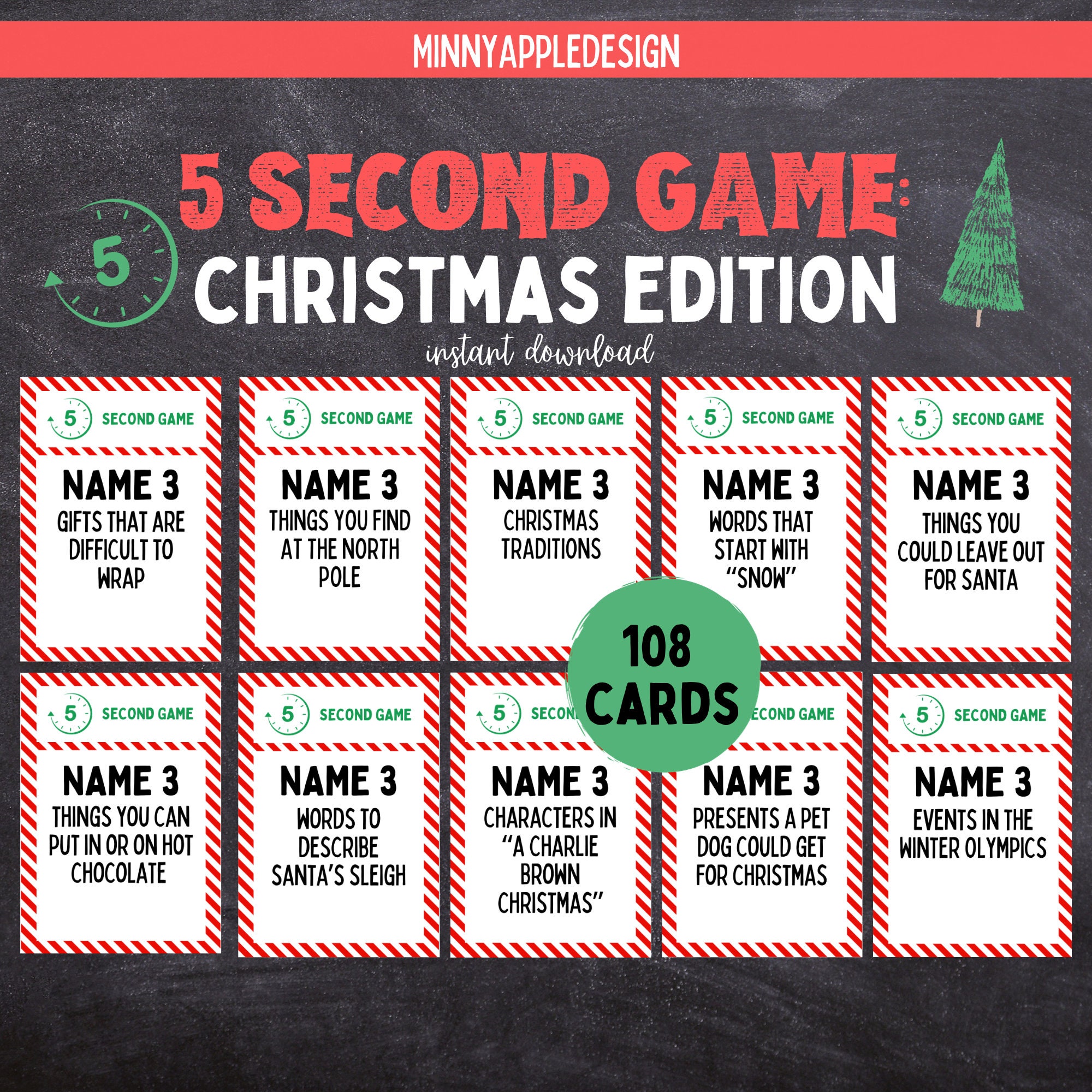 Christmas 5 Second Game | Printable Christmas Game | Christmas Party ...