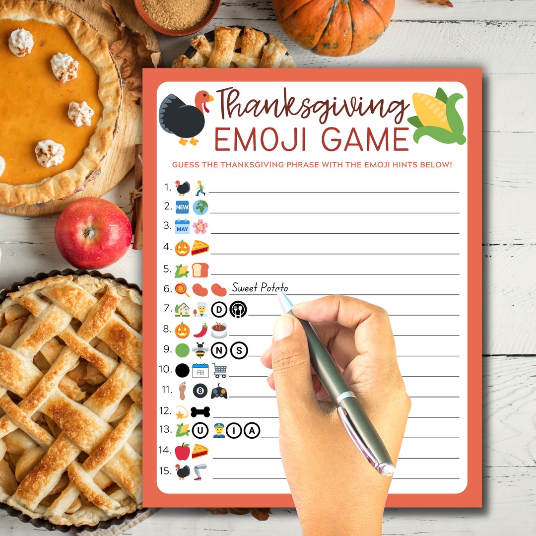 Thanksgiving Emoji Pictionary | Thanksgiving Printable Game ...