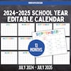 Printable Editable School Year Calendar | 2024-2025 | Academic Calendar ...