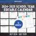 Printable Editable School Year Calendar | 2024-2025 | Academic Calendar ...