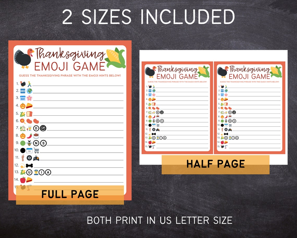 Thanksgiving Emoji Pictionary Thanksgiving Printable Game - Etsy