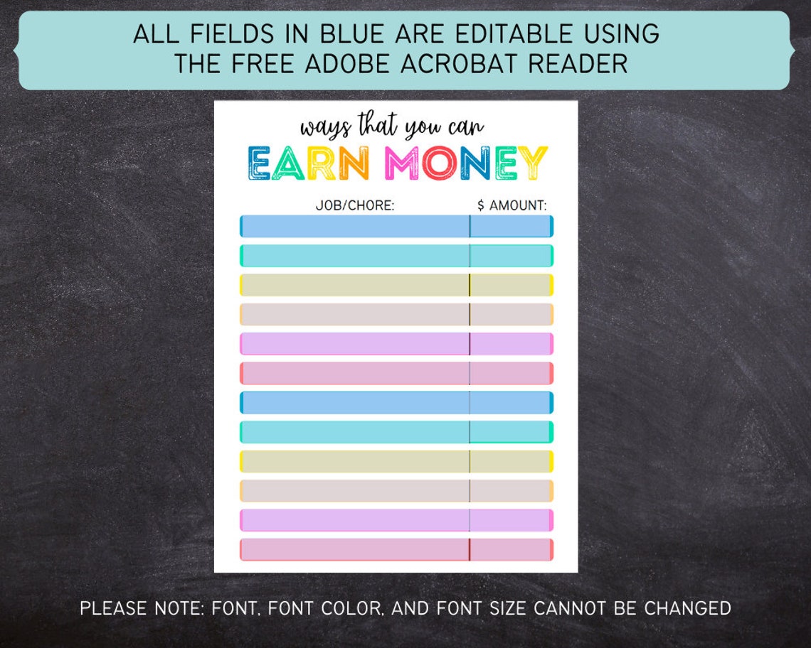 Printable Editable Kids Chore and Responsibility Chart Ways - Etsy
