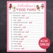 Valentines Day Food Pairs Game | Valentines Day Activity | Valentines ...