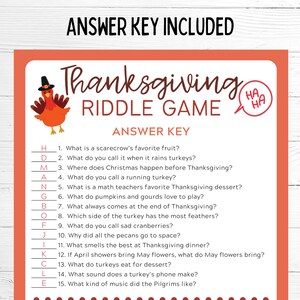 Thanksgiving Riddle Game | Thanksgiving Printable Game | Friendsgiving ...