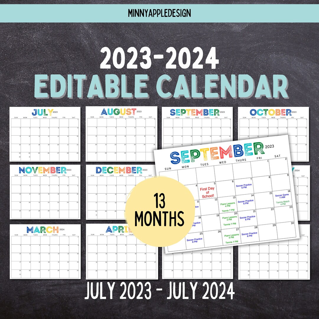 Printable Editable School Year Calendar 2023-2024 Academic Calendar ...