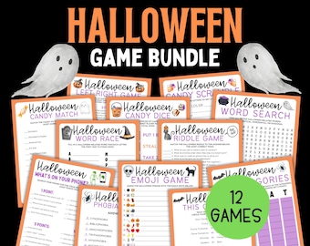 Halloween Printable 12 Game Bundle | Halloween Party Games | Halloween ...