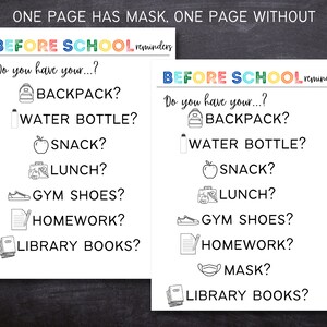 Printable Before School Checklist Reminders for Kids | Preschool ...