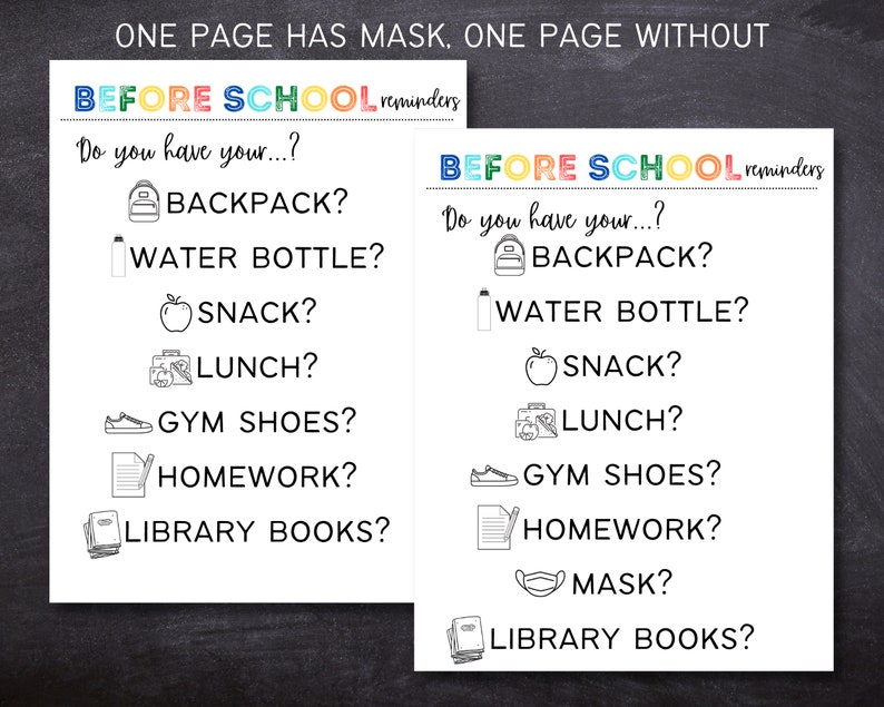 Printable Before School Checklist Reminders for Kids | Preschool ...