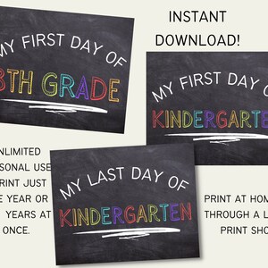 First AND Last Day of School Printable Signs, 8 by 10, Back to School ...