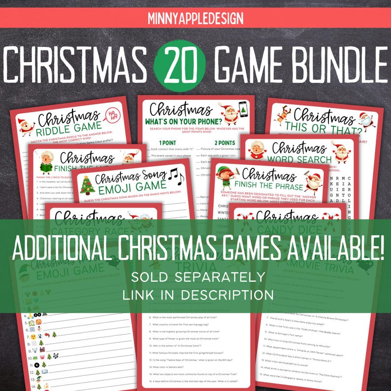 Printable Christmas Game Bundle | Christmas Party Games | Christmas ...