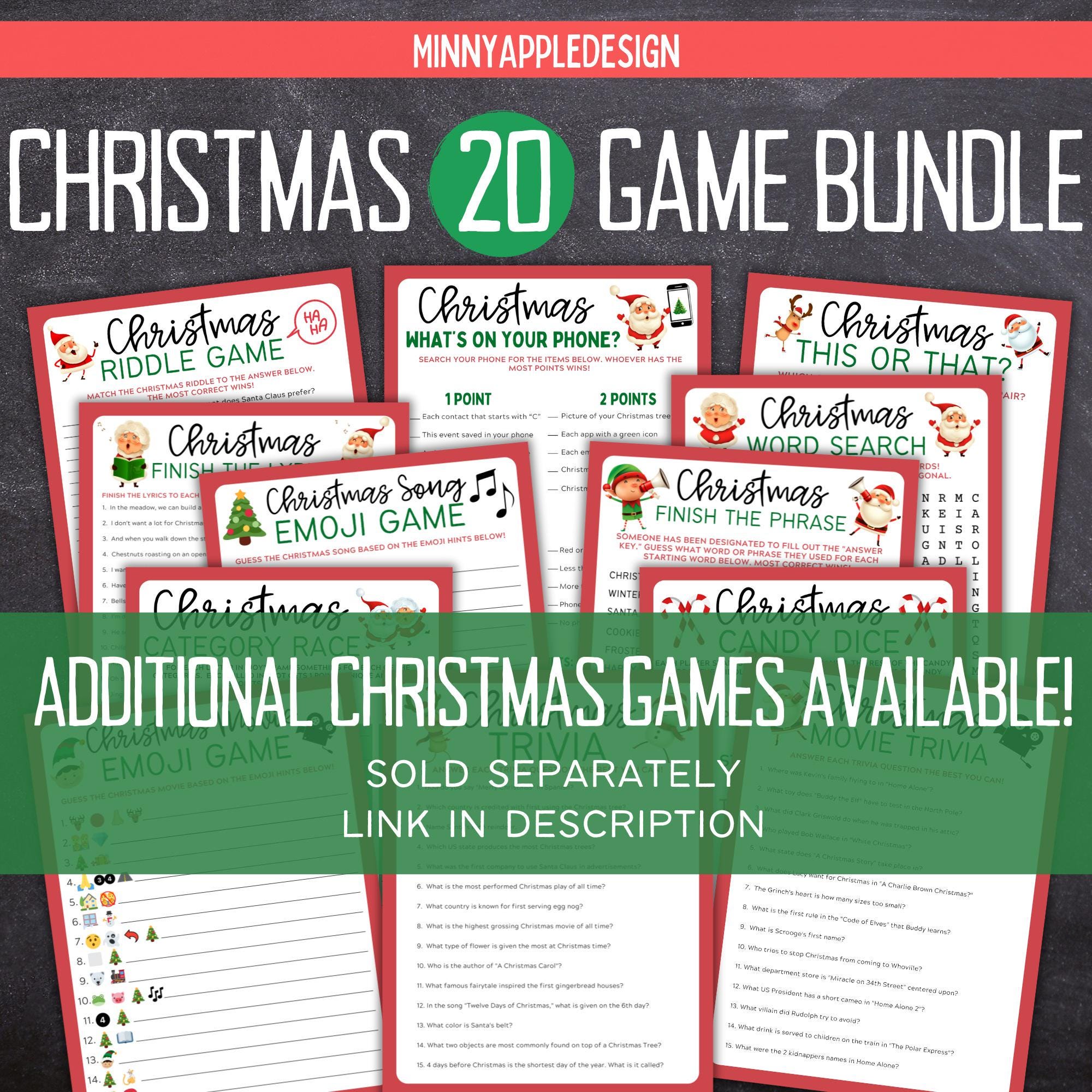 Printable Christmas Game Bundle | Christmas Party Games | Christmas ...