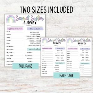 Printable Secret Sister Survey | Secret Sister Church | Secret Sister ...
