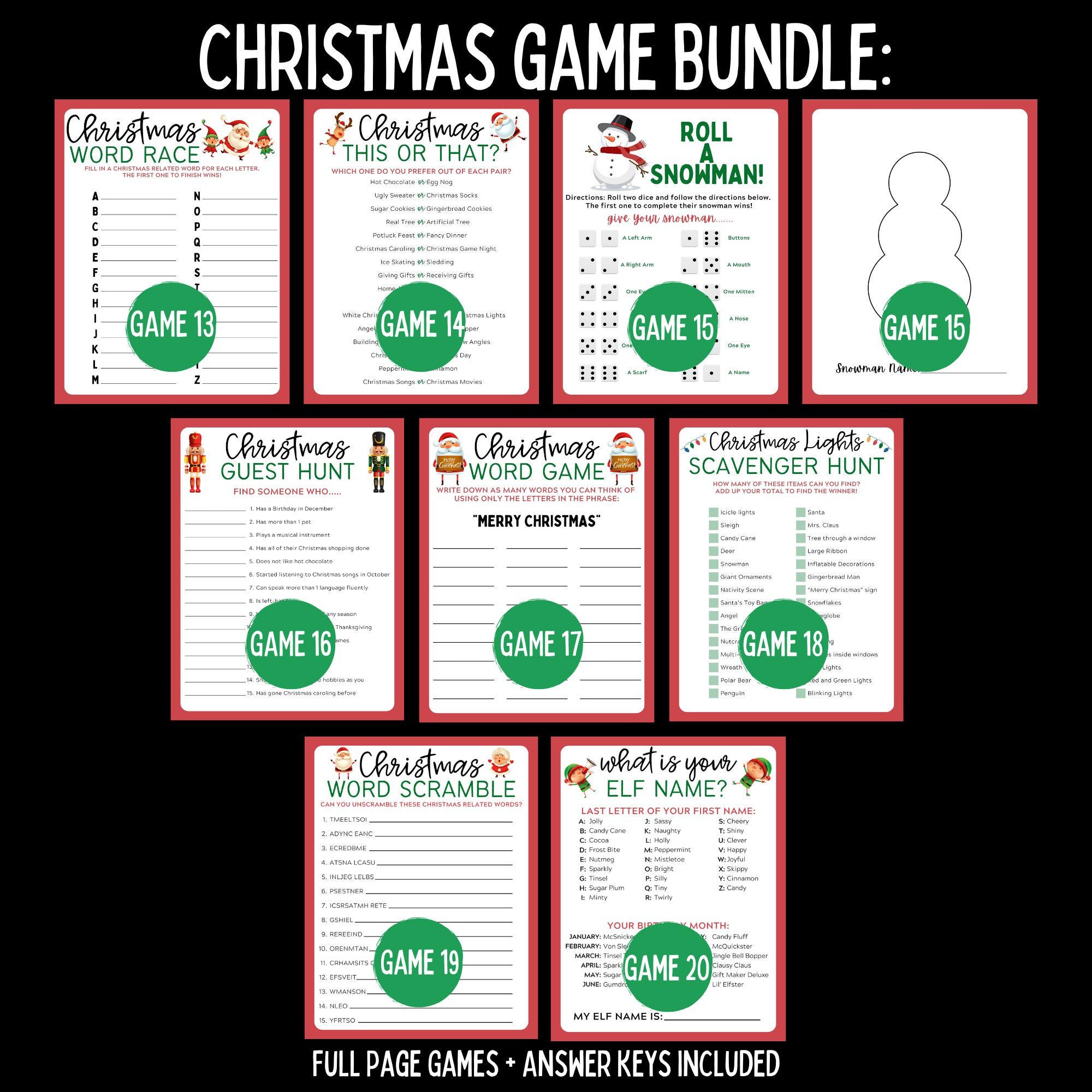 Ultimate Printable Christmas Game Bundle | Printable Christmas Games ...