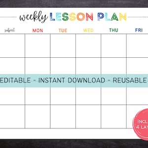 Printable Editable Weekly Lesson Plan | Simple School Schedule | Weekly ...