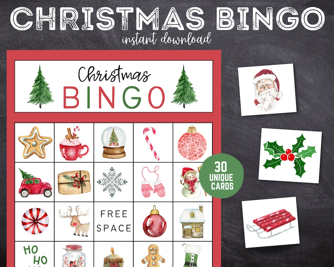 Christmas BINGO Game for Kids and Adults Christmas Printable | Etsy