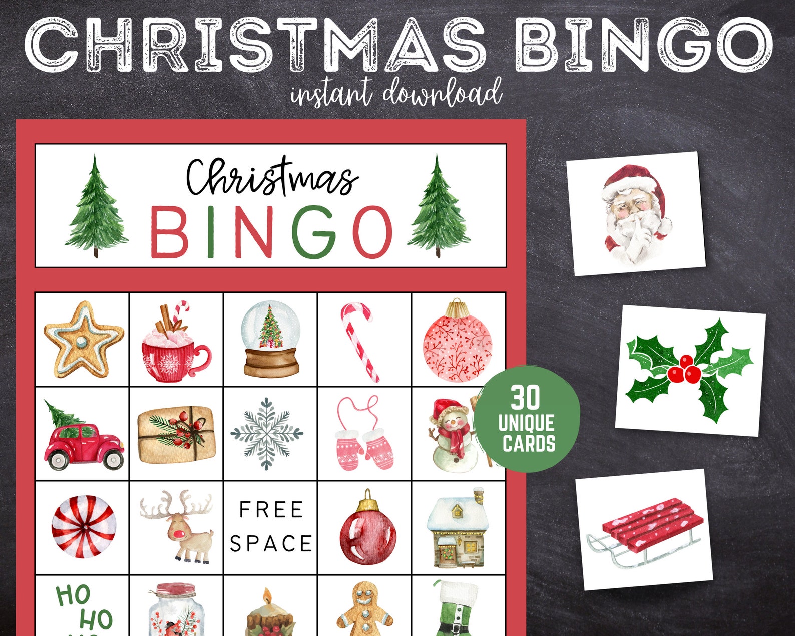Christmas BINGO Game for Kids and Adults Christmas Printable | Etsy