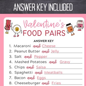 Valentines Day Food Pairs Game | Valentines Day Activity | Valentines ...