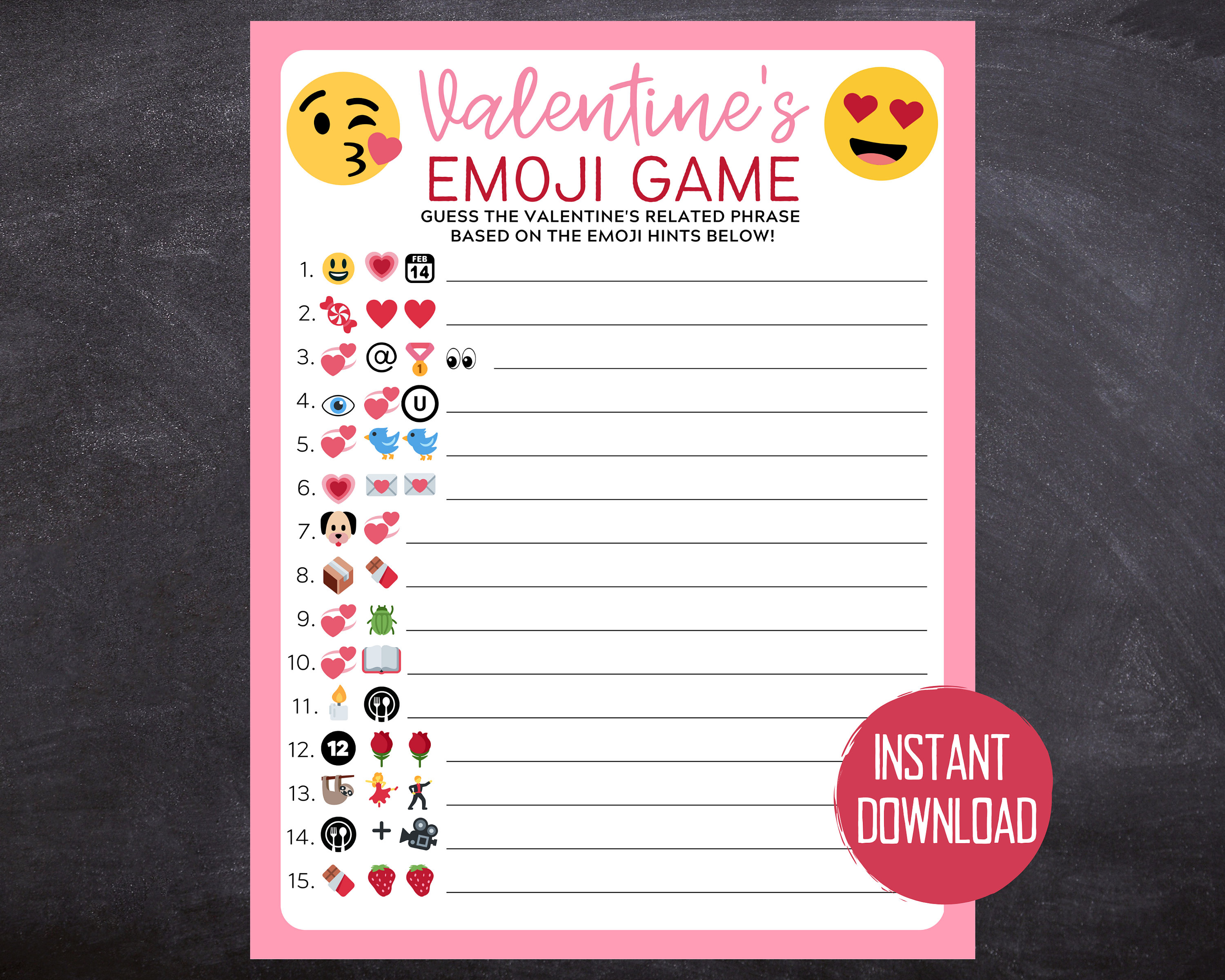 Valentine's Day Emoji Game | Valentines Day Activity | Valentines Day ...