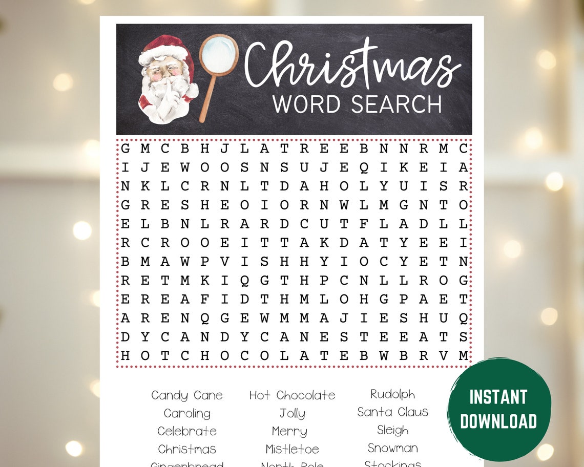 Christmas Word Search Christmas Game for Kids Printable | Etsy