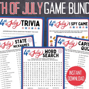 Fourth of July Printable Games 4th of July Games Bundle - Etsy